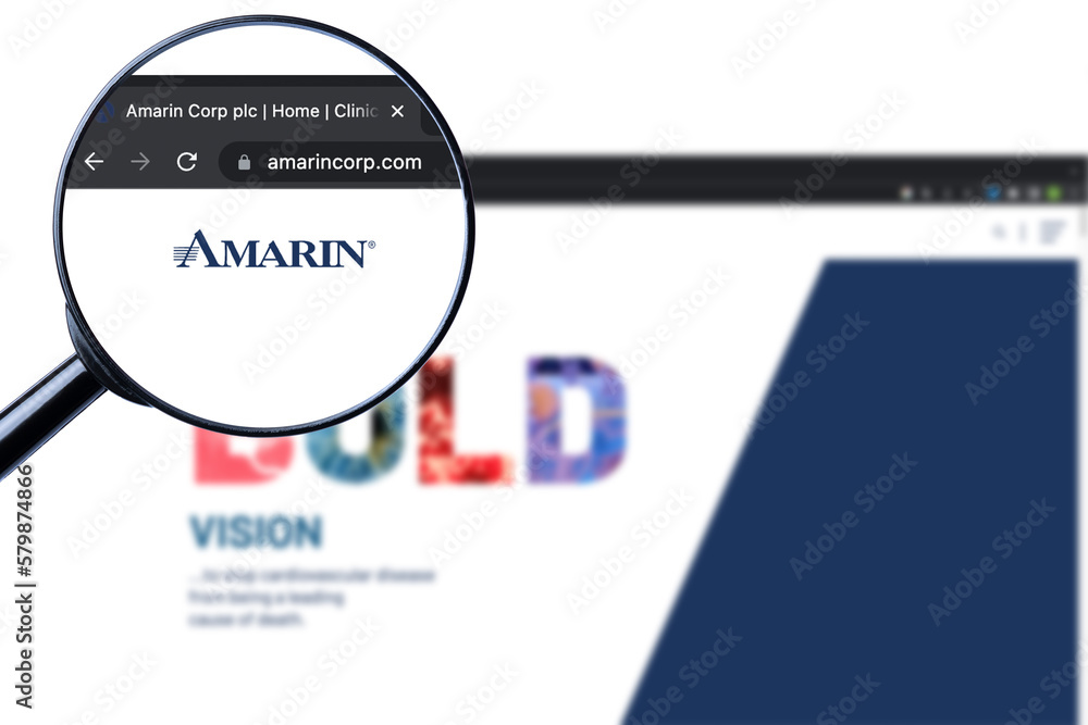 Los Angeles, California, USA - 9 Martha 2023: Amarin Corporation plc website homepage. Amarin ...