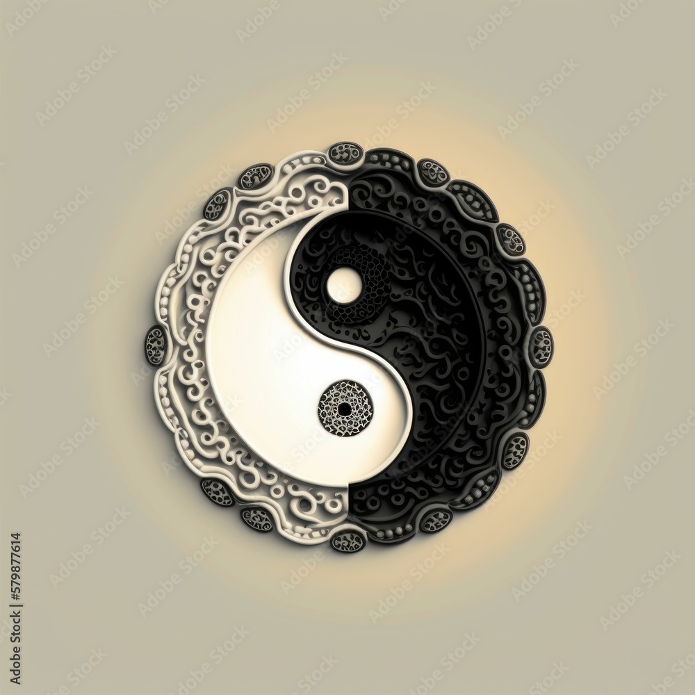 Harmony in Duality: A 3D Render of the Yin Yang Symbol Representing ...