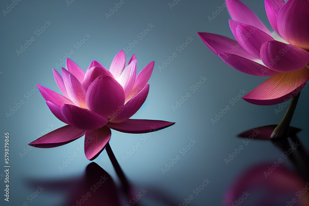 Beautiful blossom pink lotus flower with petal glowing and radiate ...