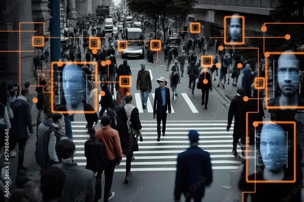 AI representation - artificial intelligence learns and scans faces of ...