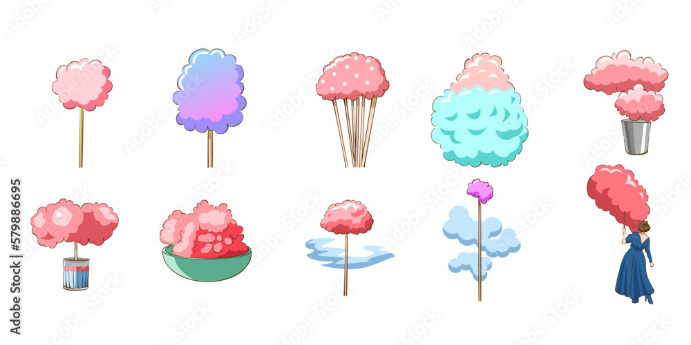 Cotton candy vector set collection graphic clipart design Stock Vector ...