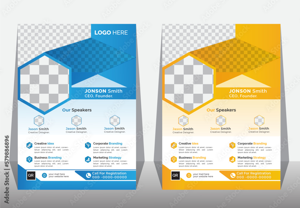 Vertical business flyer template, Modern digital marketing agency flyer ...