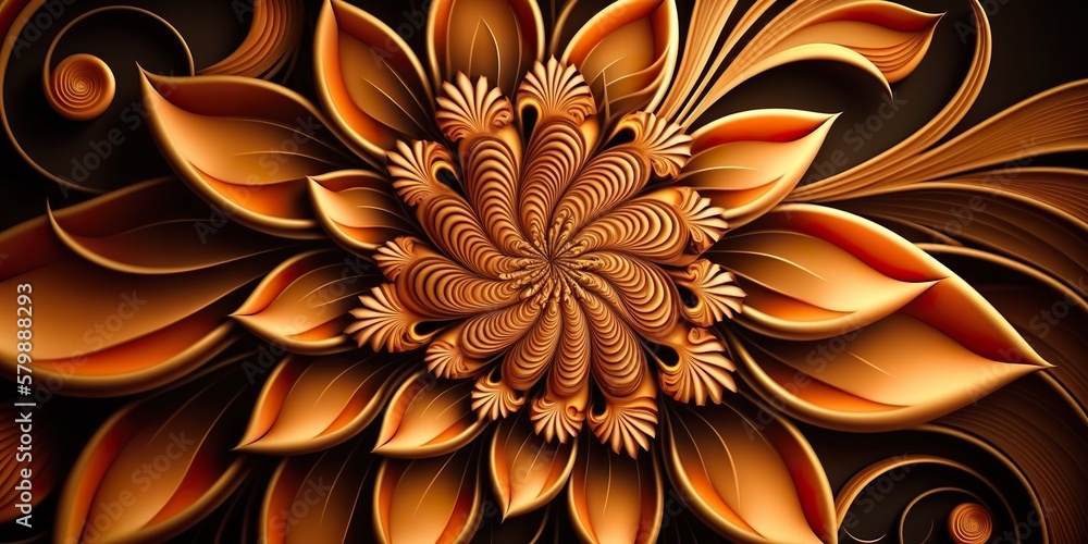 Abstract Design - Floral and fractal structures like from a sunflower as texture or yellow ...