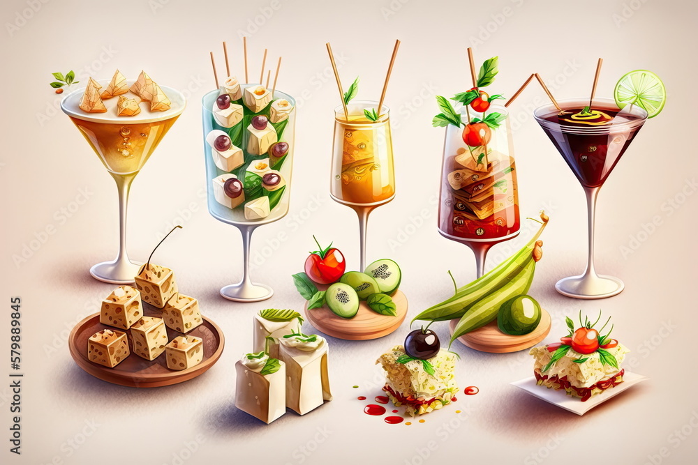 realistic of buffet food, catering food party at restaurant, Made by AI,Artificial intelligence ...