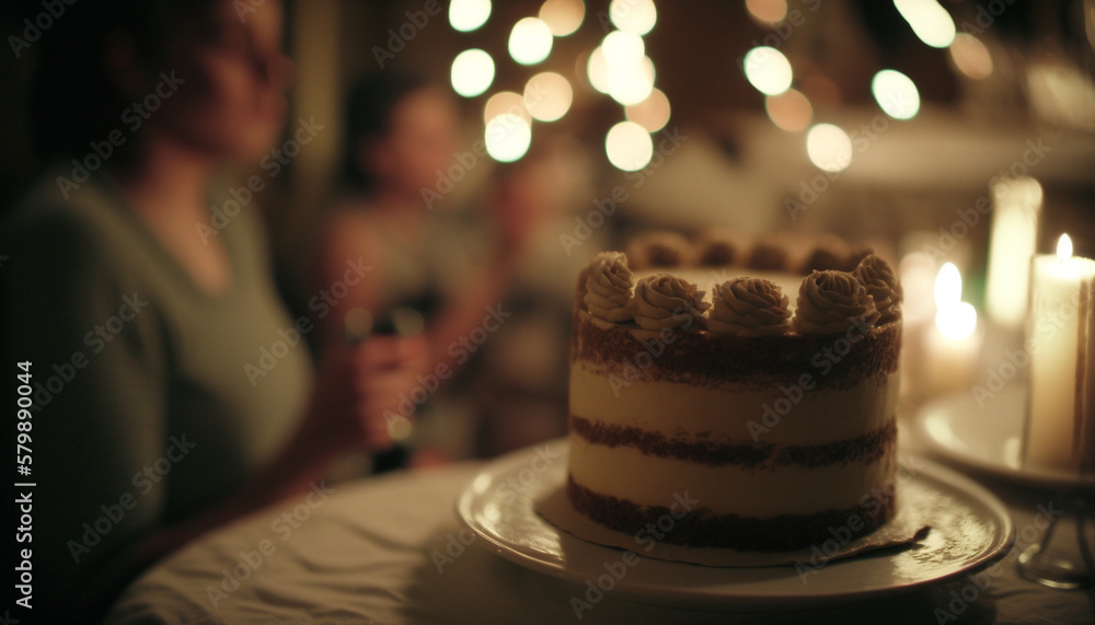 Birthday Cake in a Cozy, Vintage Setting with Nostalgic Warmth and ...