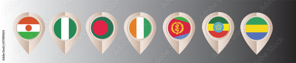 National flags, map marker, Africa flag, Stock Vector | Adobe Stock