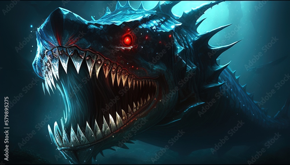 abyssal leviathan digital art illustration, Generative AI Stock ...