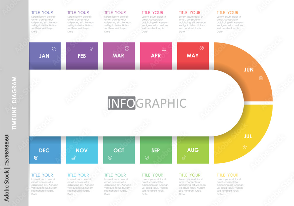 timeline roadmap project diagram Infographic template for business. 12 ...