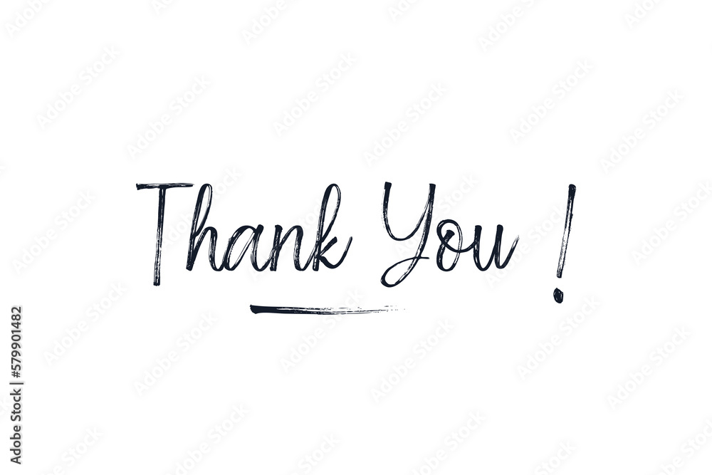 Thank You Text Handwritten Lettering Brush Calligraphy isolated on ...
