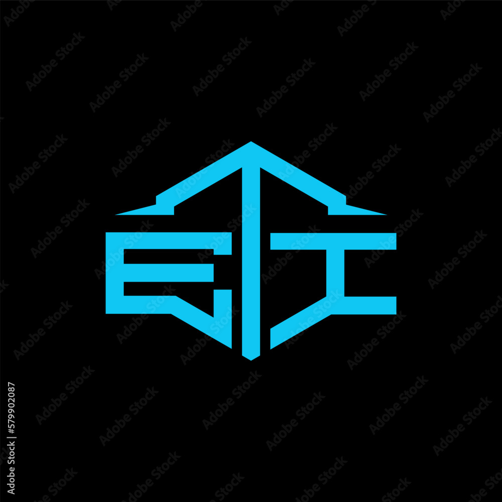 ETI Letter Logo Design Vector. ETI monogram polygon building shape cut ...