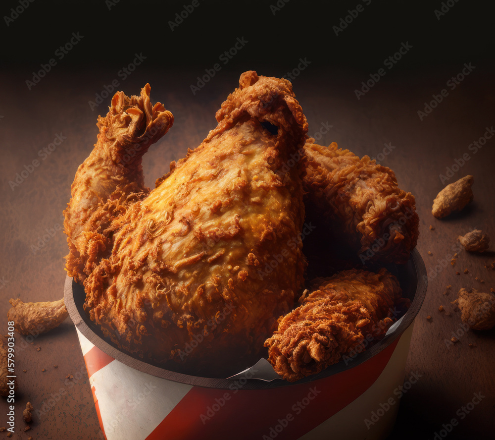 Crispy and juicy American style fried chicken, fried chicken, frango ...