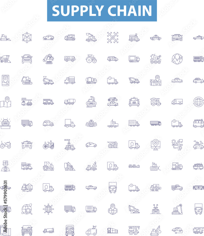 Supply chain line icons, signs set. Logistics, Supply, Distribution ...