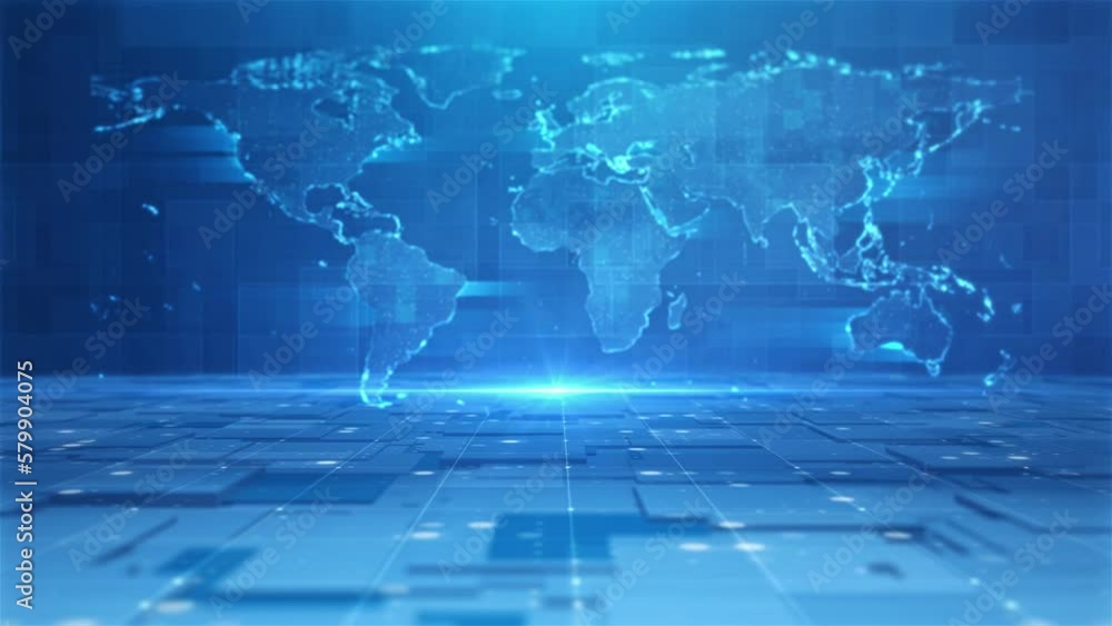 Blue Tech Map Background, Blue high-tech background, world map grid ...