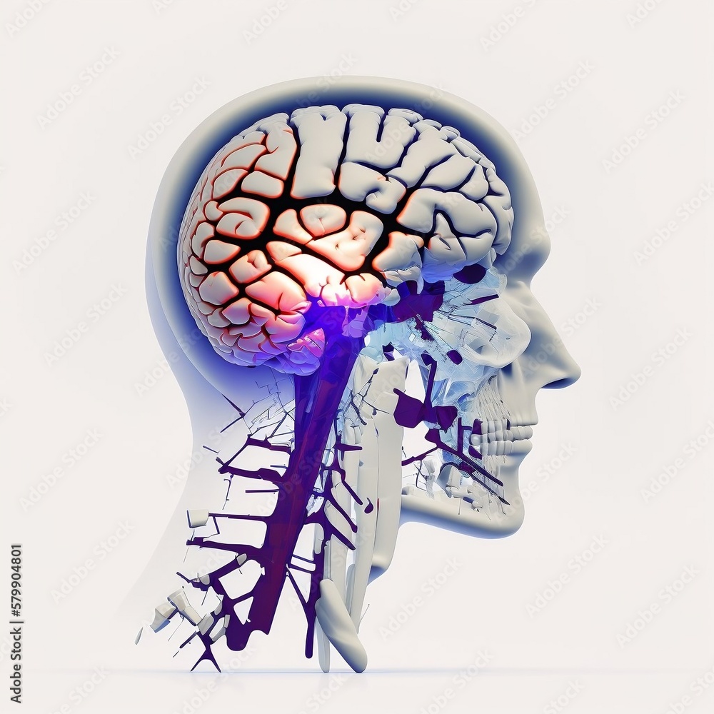 conceptual illustration of stroke, human brain, worldwide disease ...