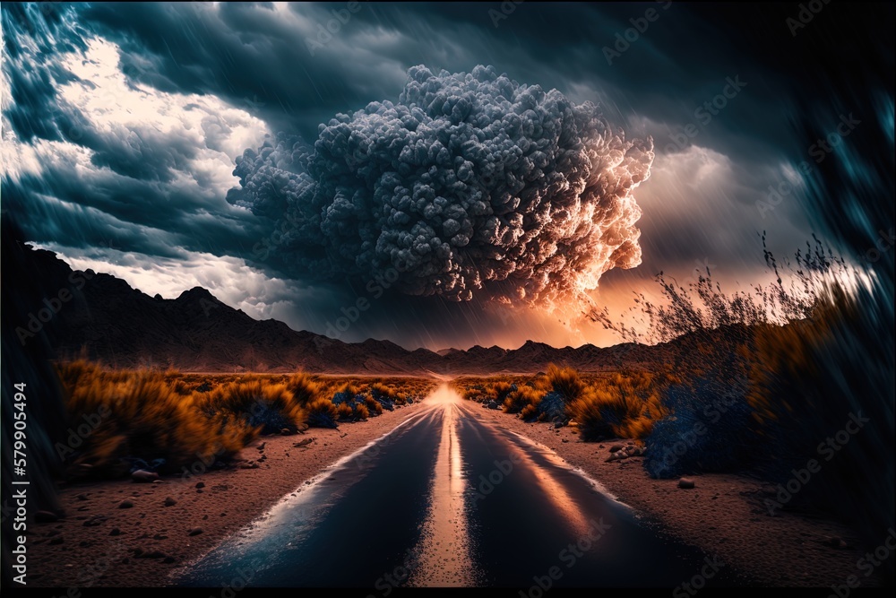 Surreal heavy storm in 8K created with generative ai technology Stock ...