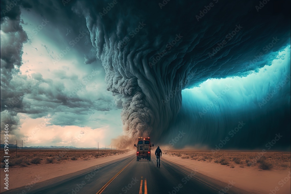 Surreal heavy storm in 8K created with generative ai technology Stock ...
