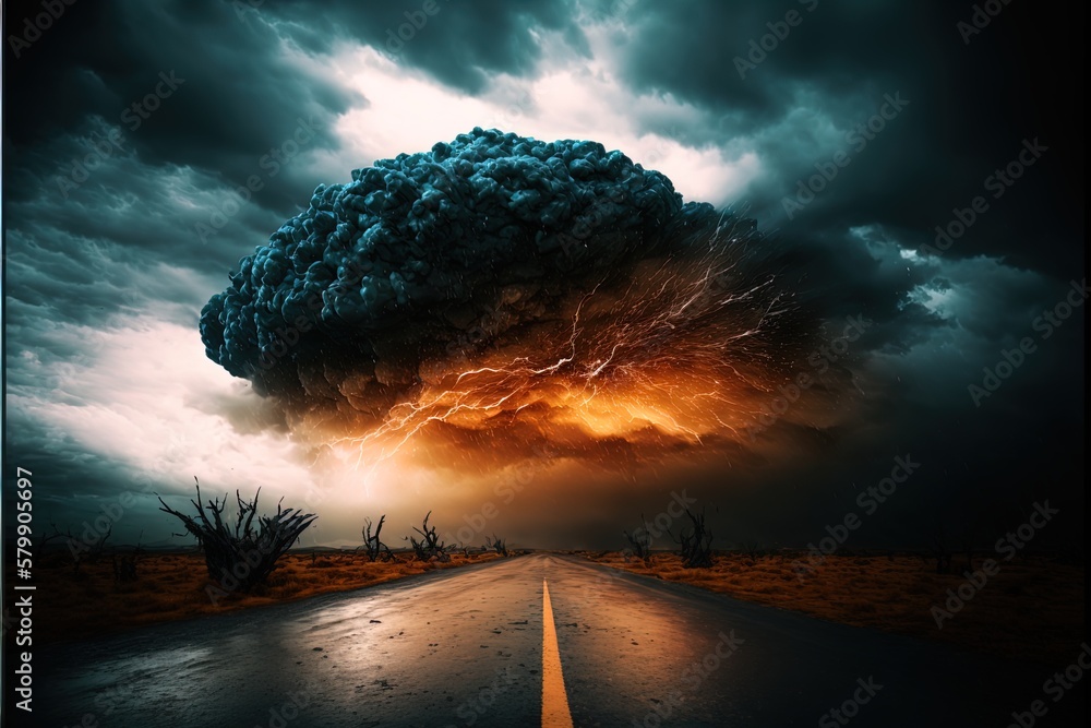 Surreal heavy storm in 8K created with generative ai technology Stock ...