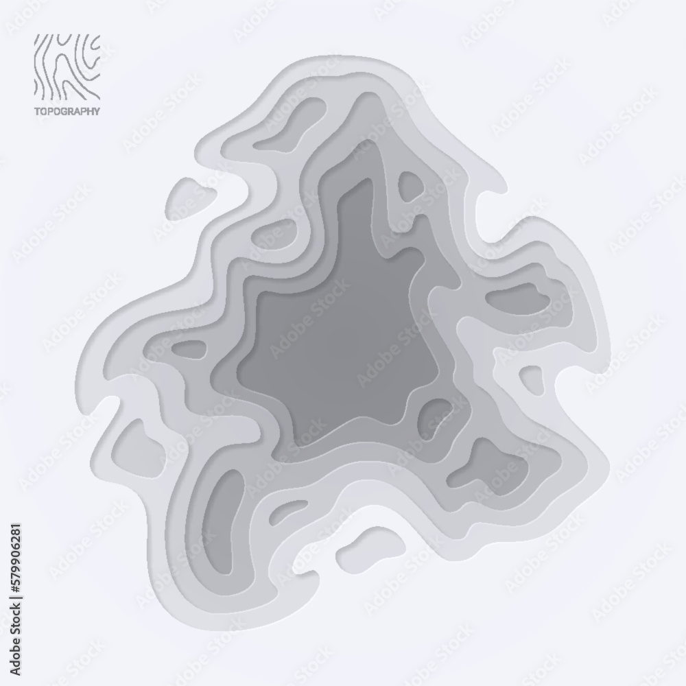 Vetor de Abstract smooth origami shape paper cut topographic background ...