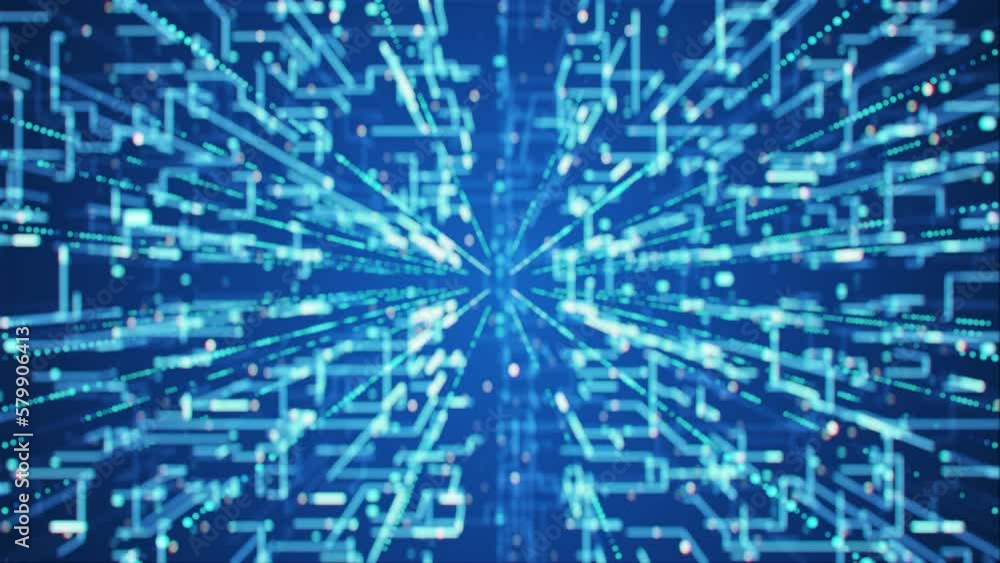 Vidéo Stock Blue Tech Particle Lines, Blue technology line particles ...