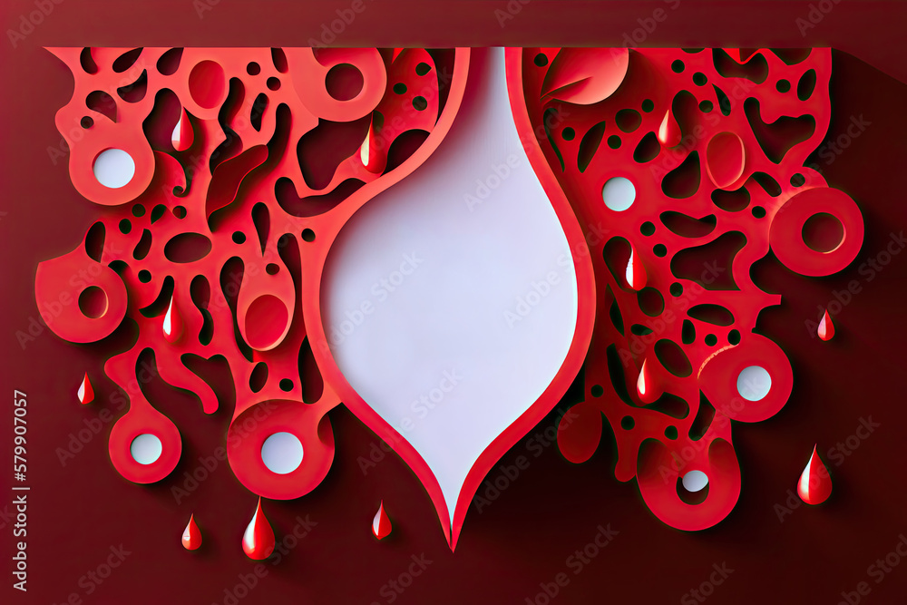 Medical concept header or banner with red abstract paper cut shapes and ...