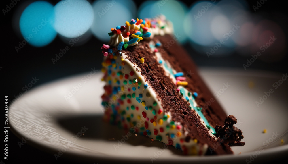 Birthday Cake Slice with Decadent Colors and Tempting Textures on ...