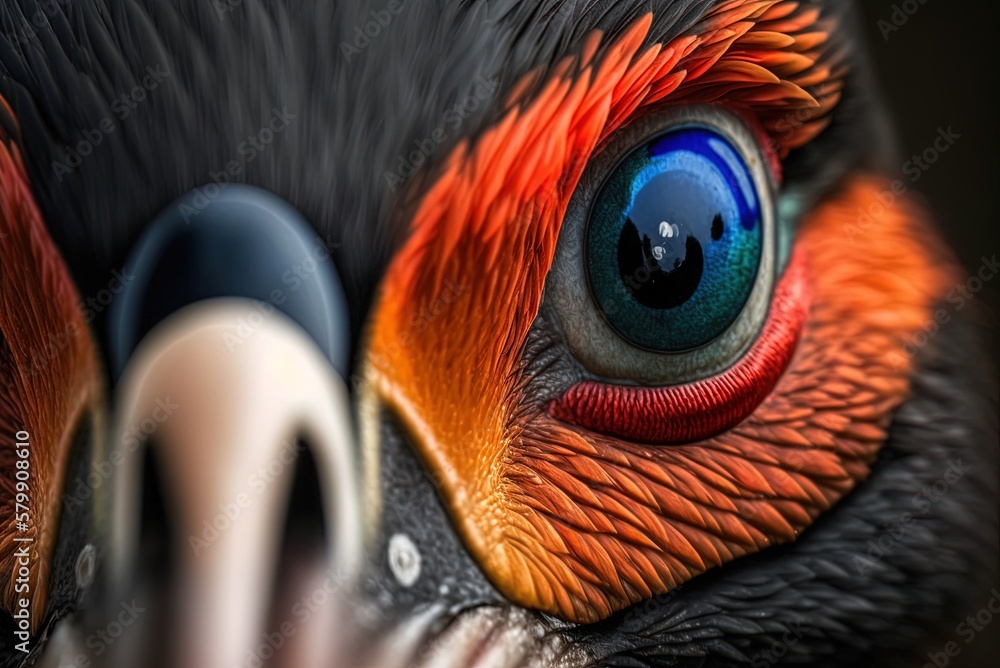Examining the beak, eye, and caruncles of a muscovy duck up close ...
