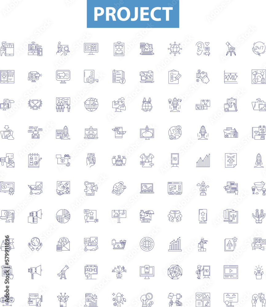 Project line icons, signs set. Development, Planning, Management ...