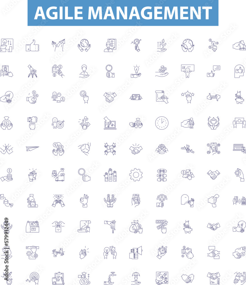 Agile management line icons, signs set. Agile, Management, Scrum ...