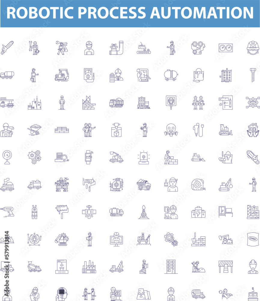 Robotic process automation line icons, signs set. robotic, process ...