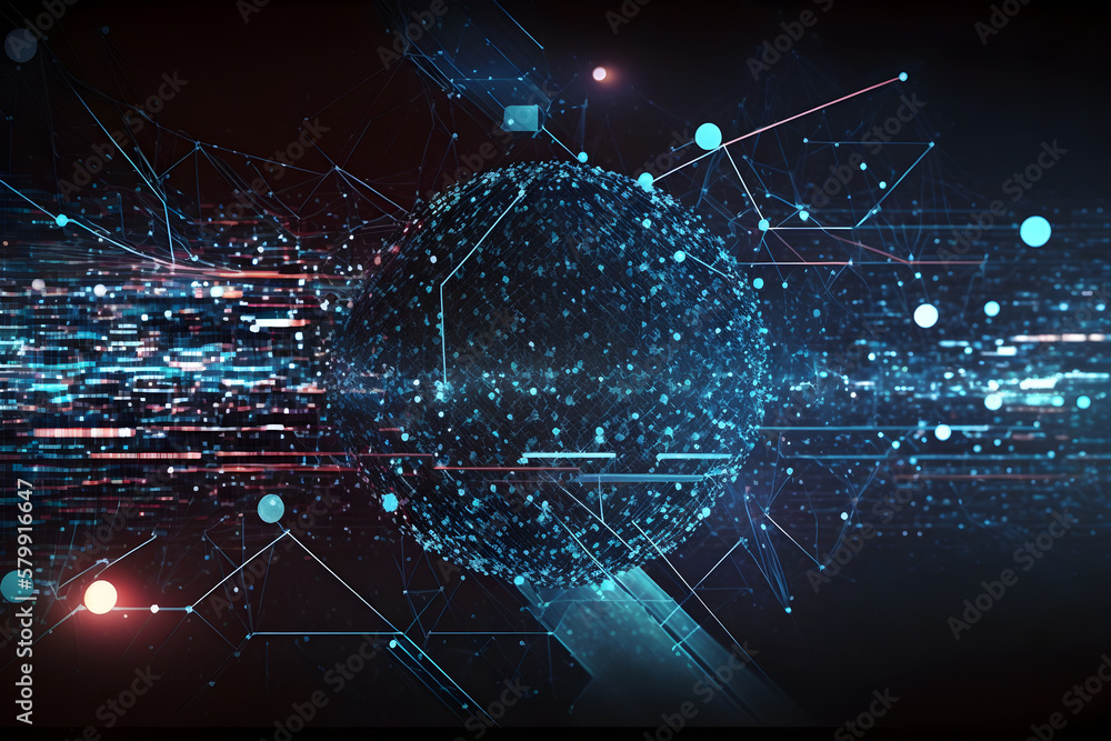 Digital cyberspace and data network connections, background with code ...