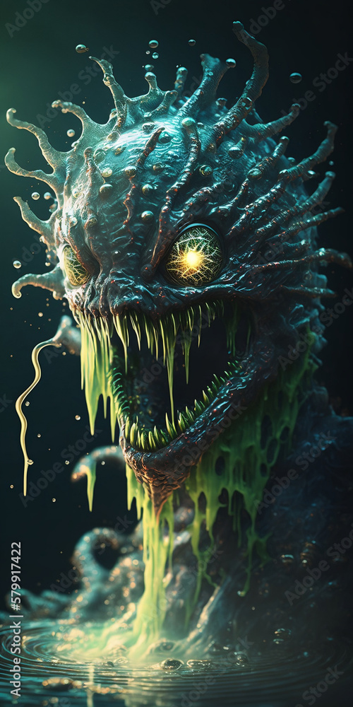 ugly transparent alien portrait, worms swimming in its head, Generative ...