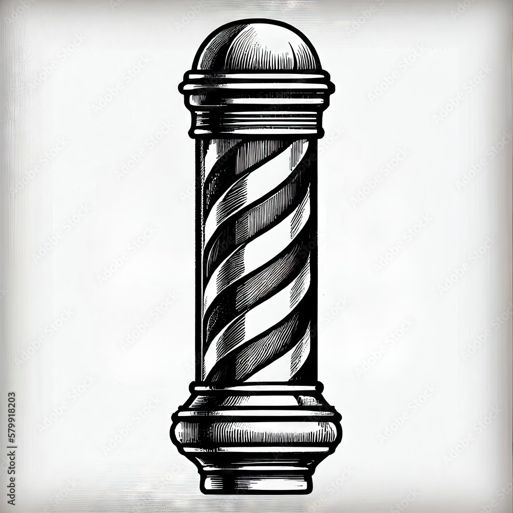 Sharp Cuts in Monochrome: Isolated Black and White Barbershop Pole ...
