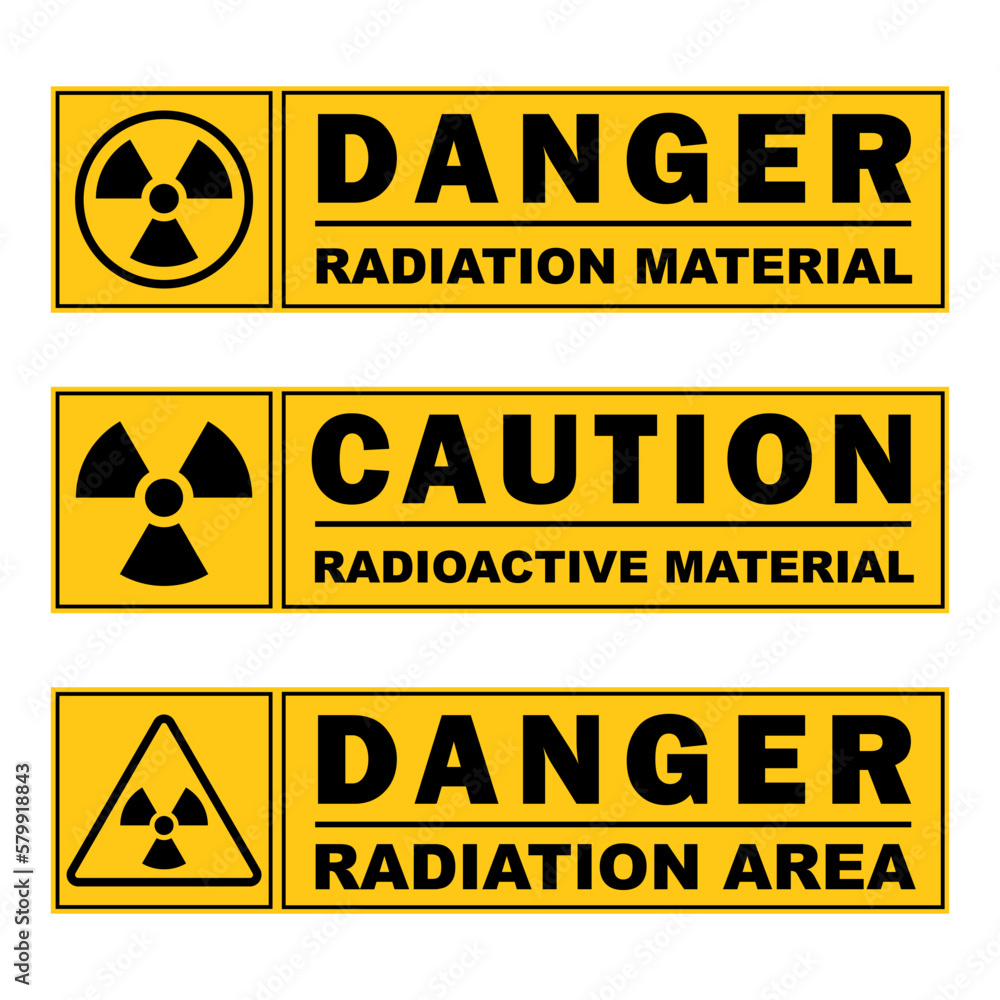 danger caution radioactive area radiation material signage yellow ...
