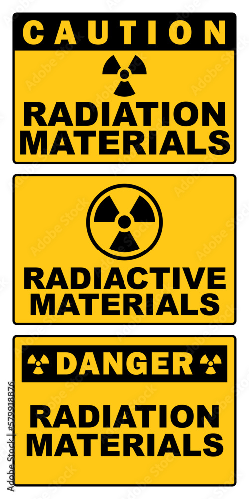 caution danger radioactive area radiation material signage yellow ...