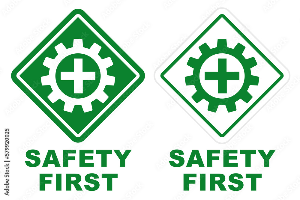 safety first green square logo design printable signage for safely ...