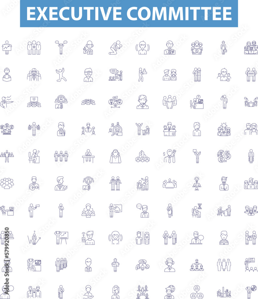 Executive committee line icons, signs set. executive, committee ...