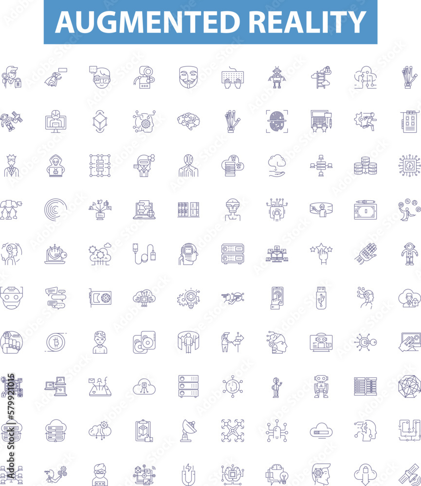 Augmented reality line icons, signs set. Augmented, Reality, AR, Technology, 3D, Digital ...