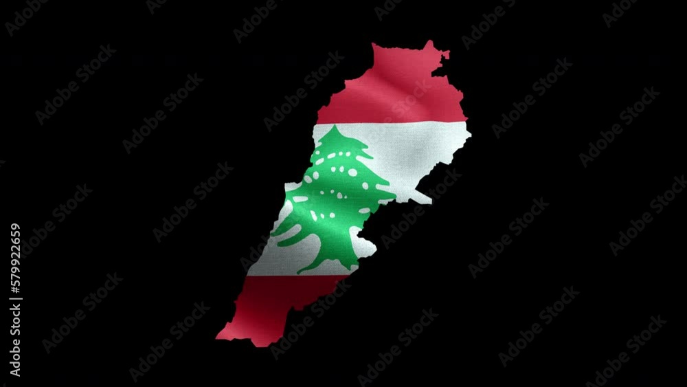 Vidéo Stock 4K waving national flag of Lebanon on the map. Alpha ...