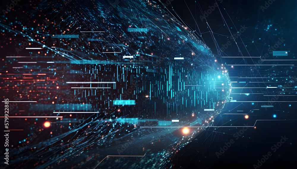 Digital cyberspace and data network connections, background with code ...