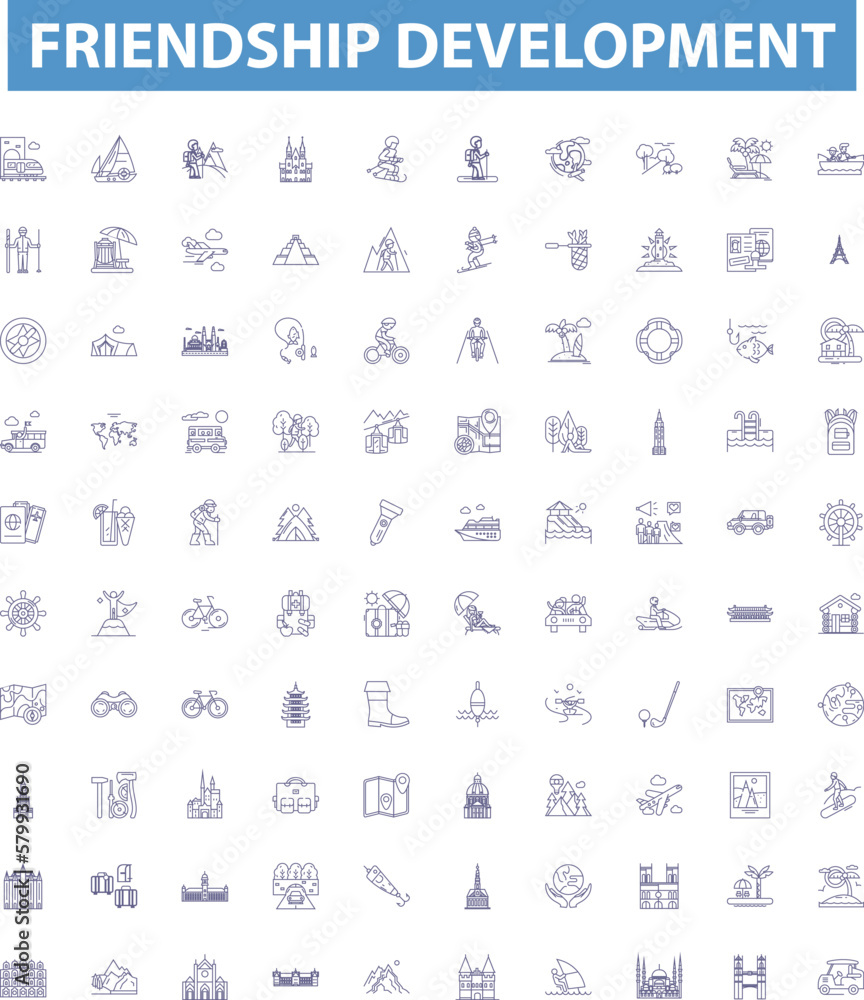 Friendship development line icons, signs set. Bonding, Friendship ...