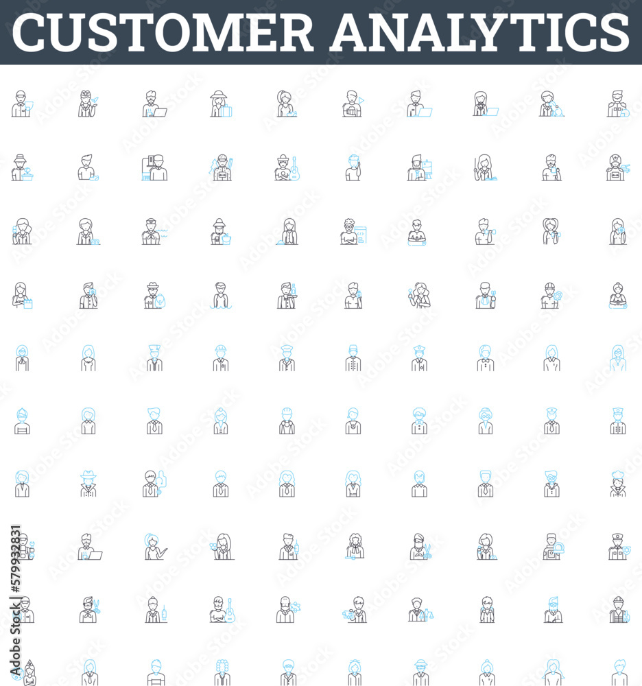 Vetor de Customer analytics vector line icons set. Customer, Analytics ...