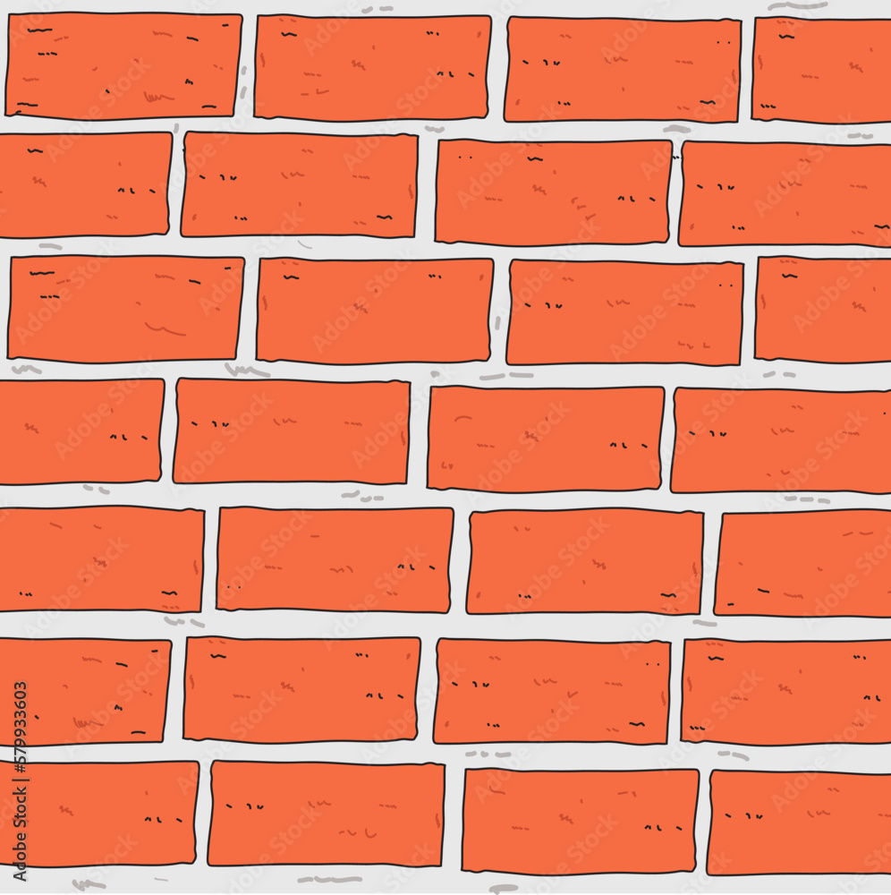red brick wall background with cartoon style illustration Stock Vector ...