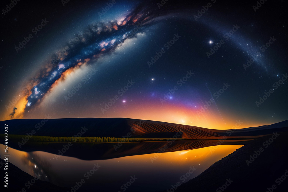 360 degree equirectangular projection space background with nebula and ...