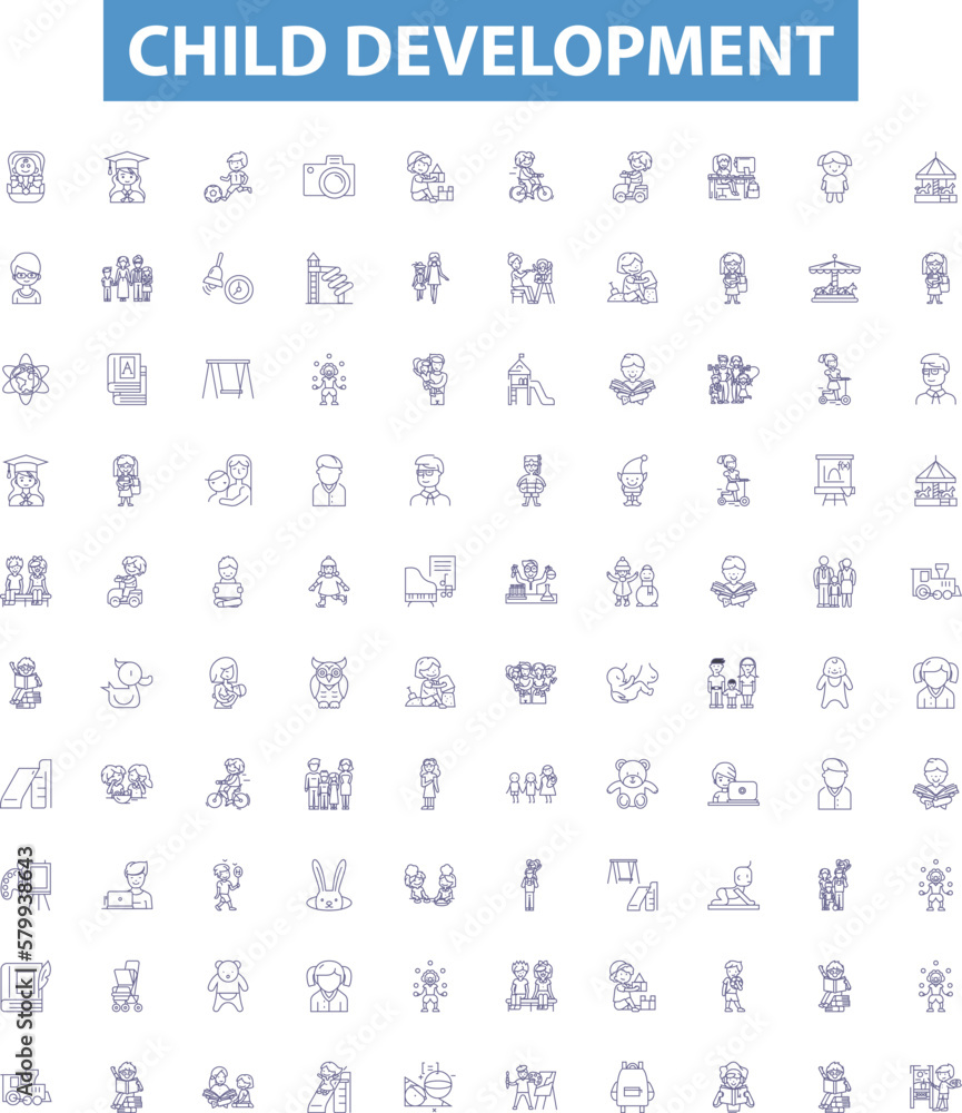 Child development line icons, signs set. Infant, Toddler, Cognitive ...