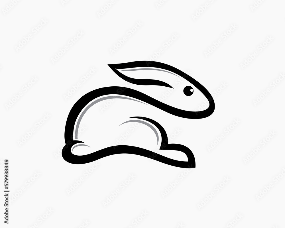 Simple line art one line rabbit bunny logo symbol design template ...