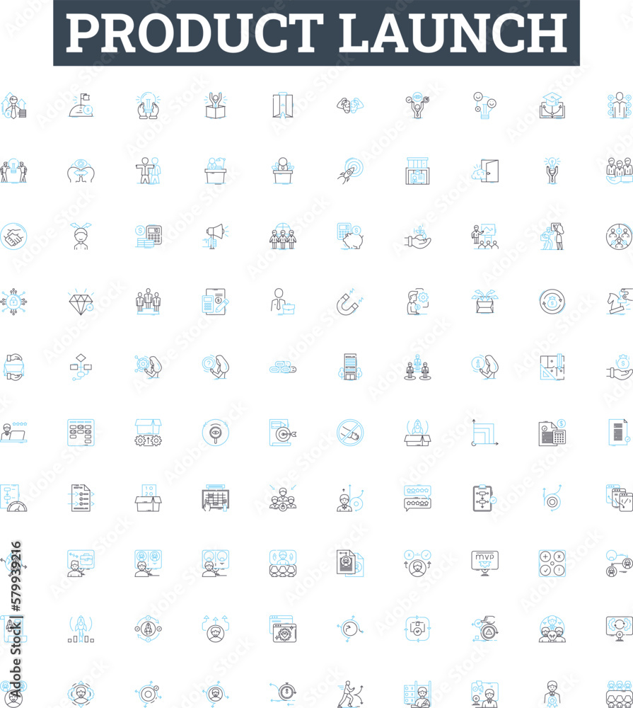 Product launch vector line icons set. Launch, Product, Concept ...