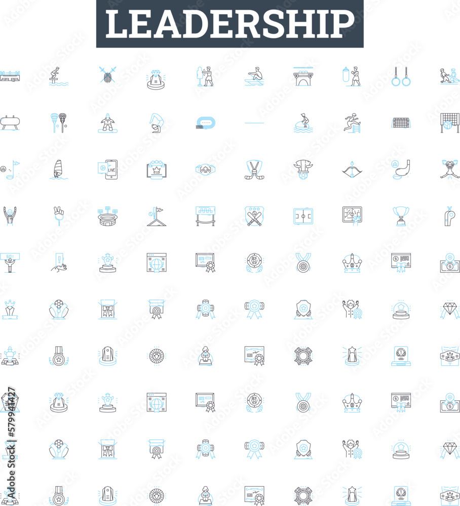 Leadership vector line icons set. Lead, Guide, Manage, Motivate, Direct ...