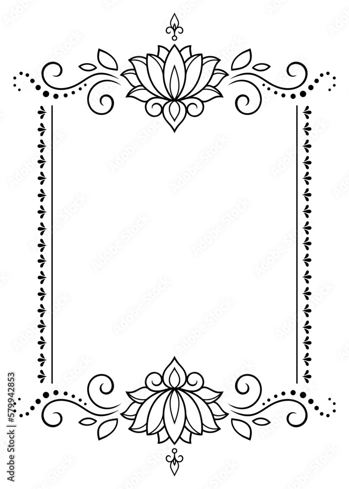 Frame in eastern tradition. Stylized with henna tattoos decorative ...