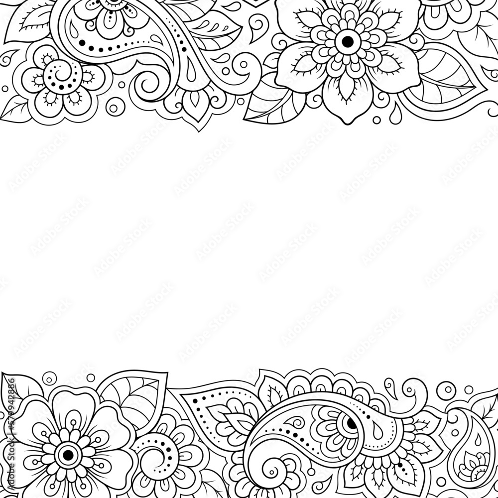 Frame in eastern tradition. Stylized with henna tattoos decorative ...