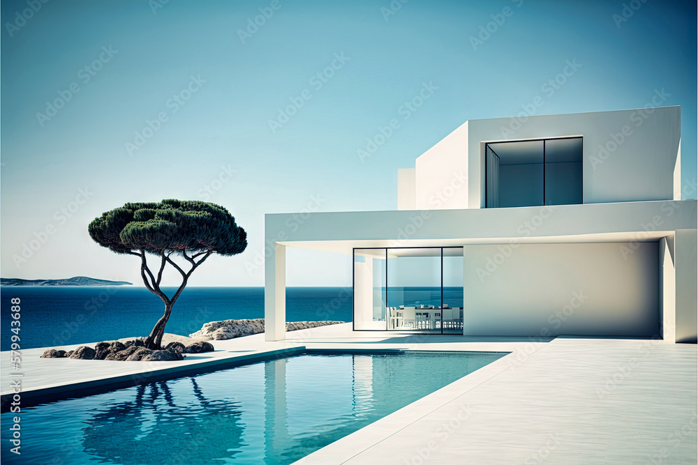 Amazing modern beach house, beach villa. Architectural exterior design ...
